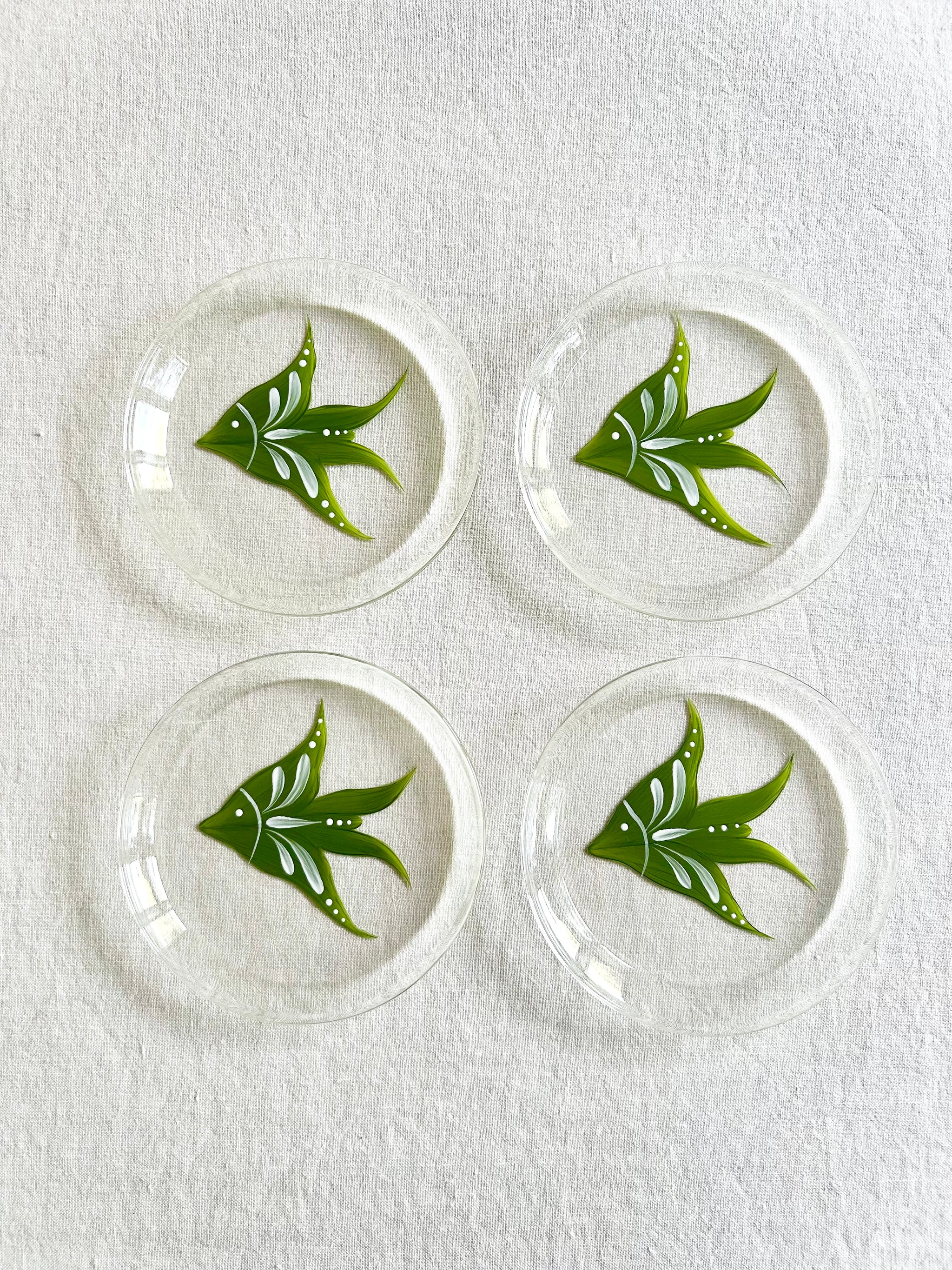 Jalisco Glass Verde Bread Plate / Coasters S/2