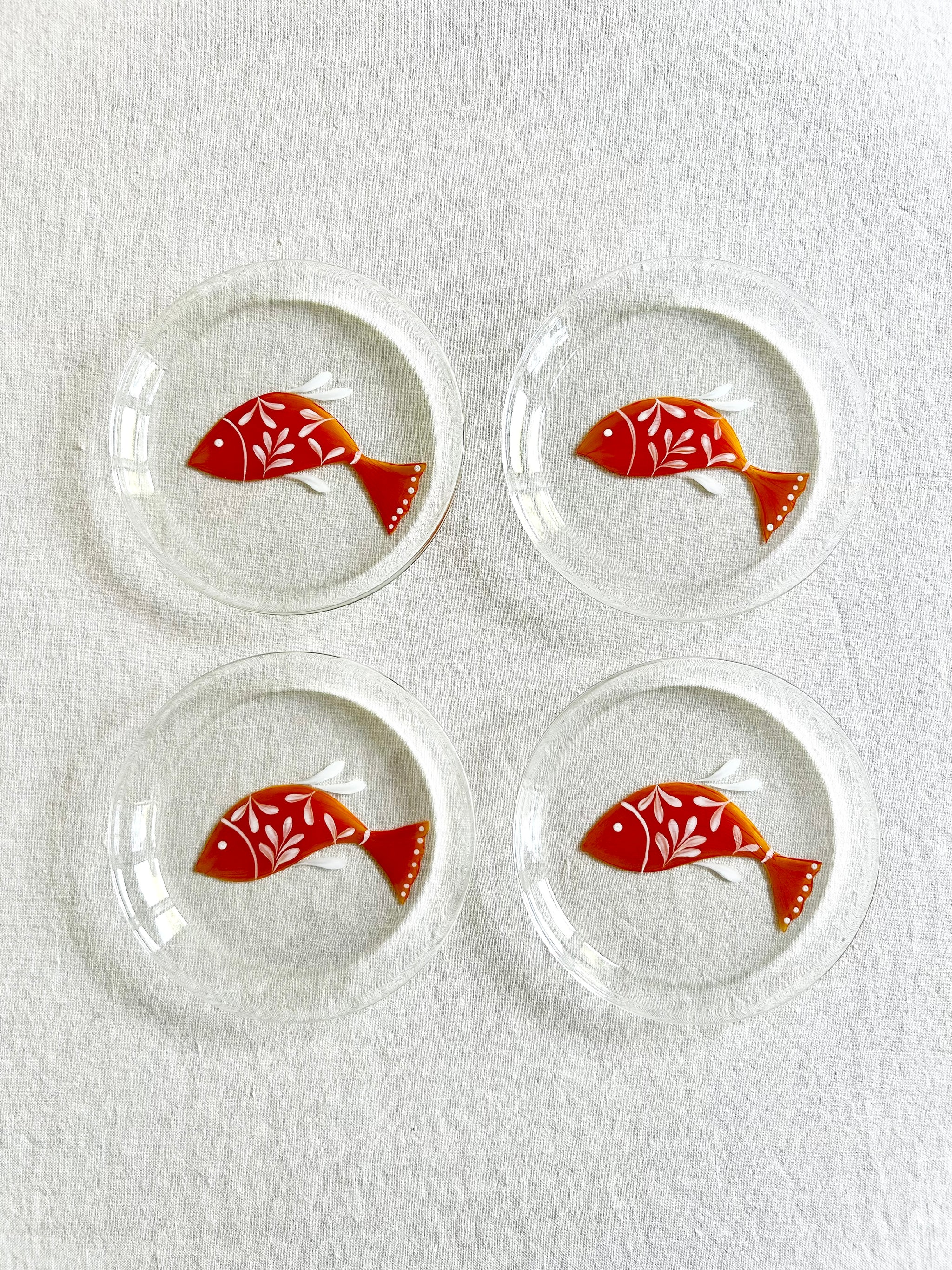 Jalisco Glass Verde Bread Plate / Coasters S/2