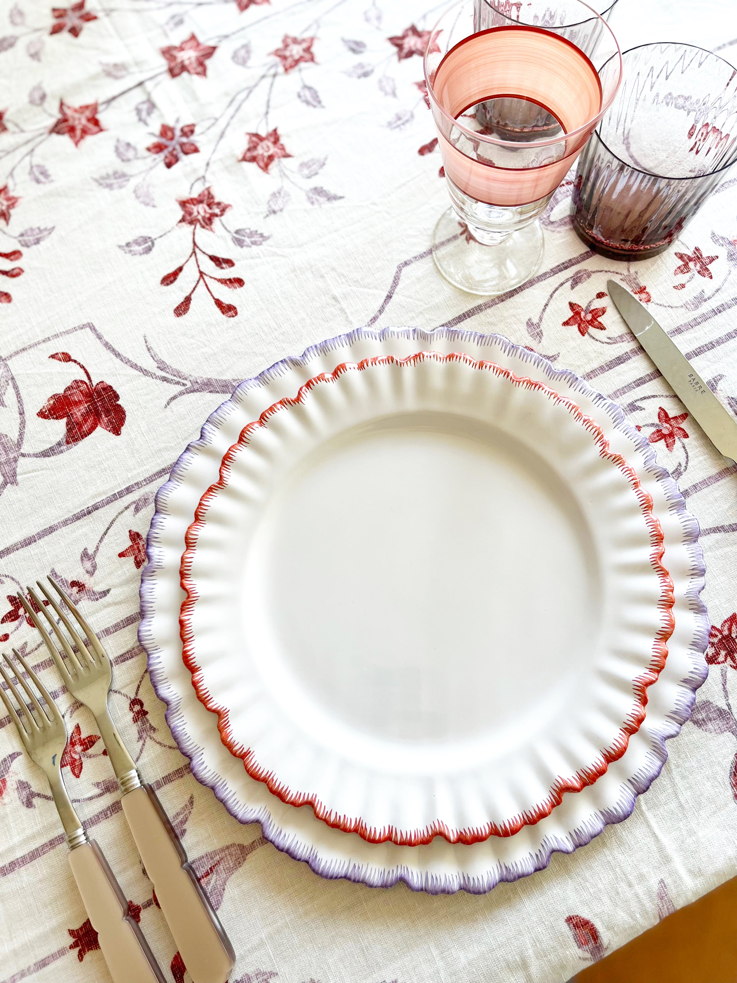 Ruffle Charger Ceramic Purple Edge Plate