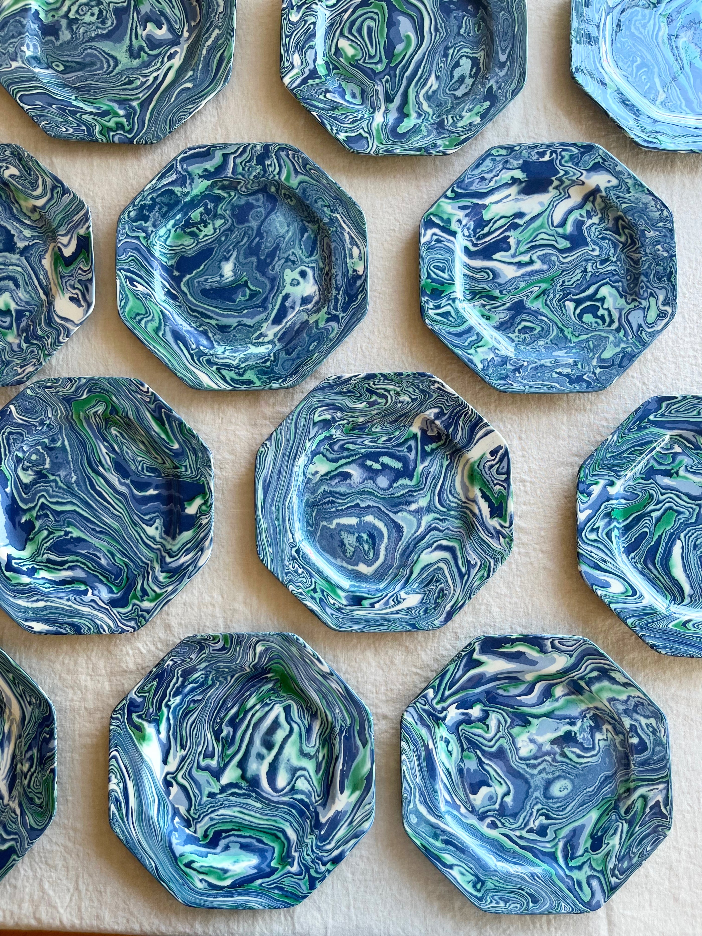 Terre Mêlée Octagon Dinner Plate - Ocean