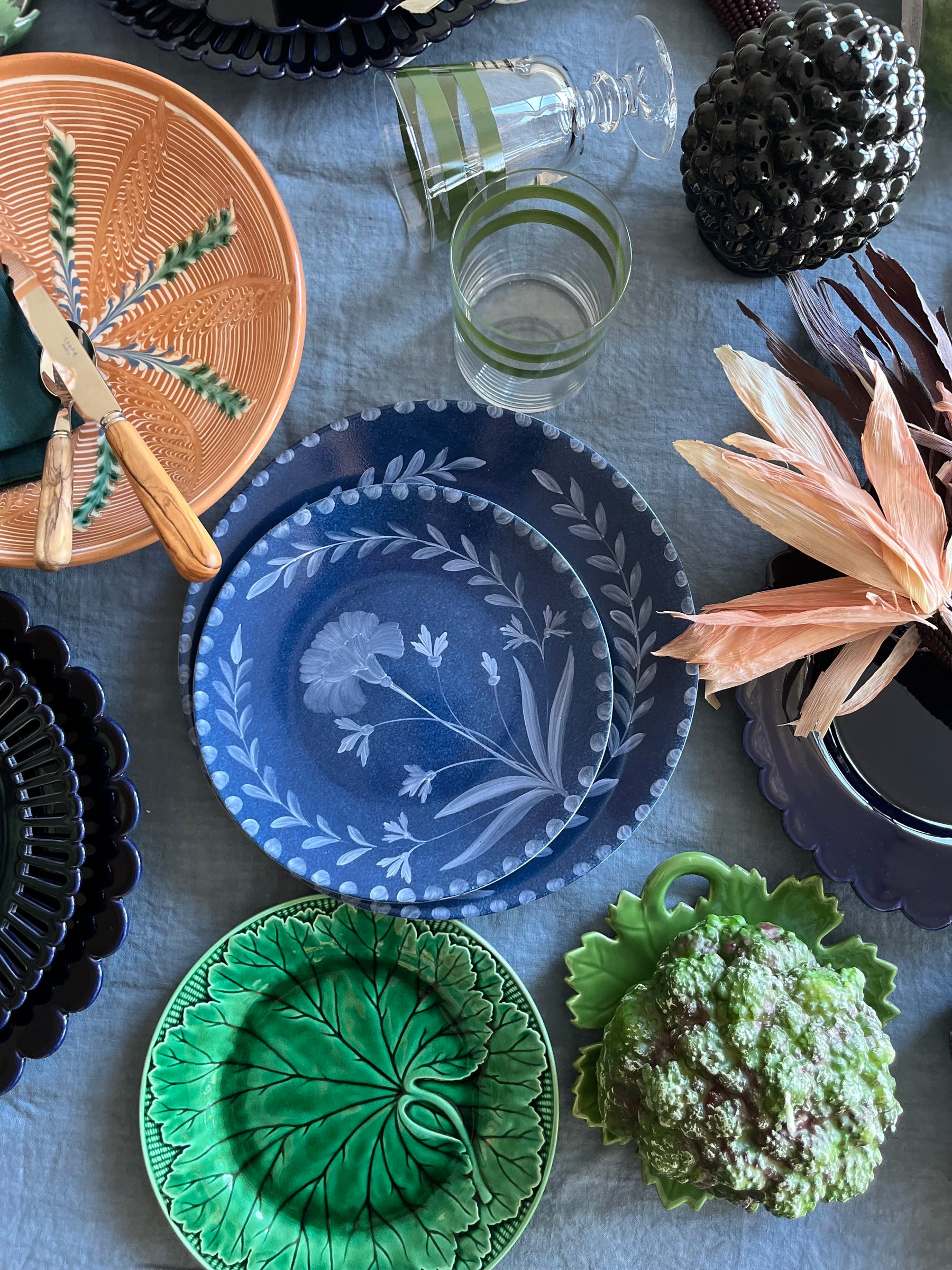 Lapis Porcelain Bloom Dinner Plate by Marie Daage