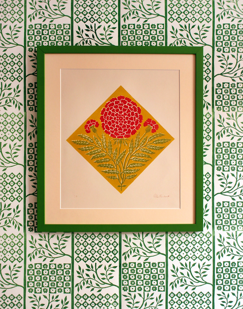 Green Marigold Print - Ellen Merchant