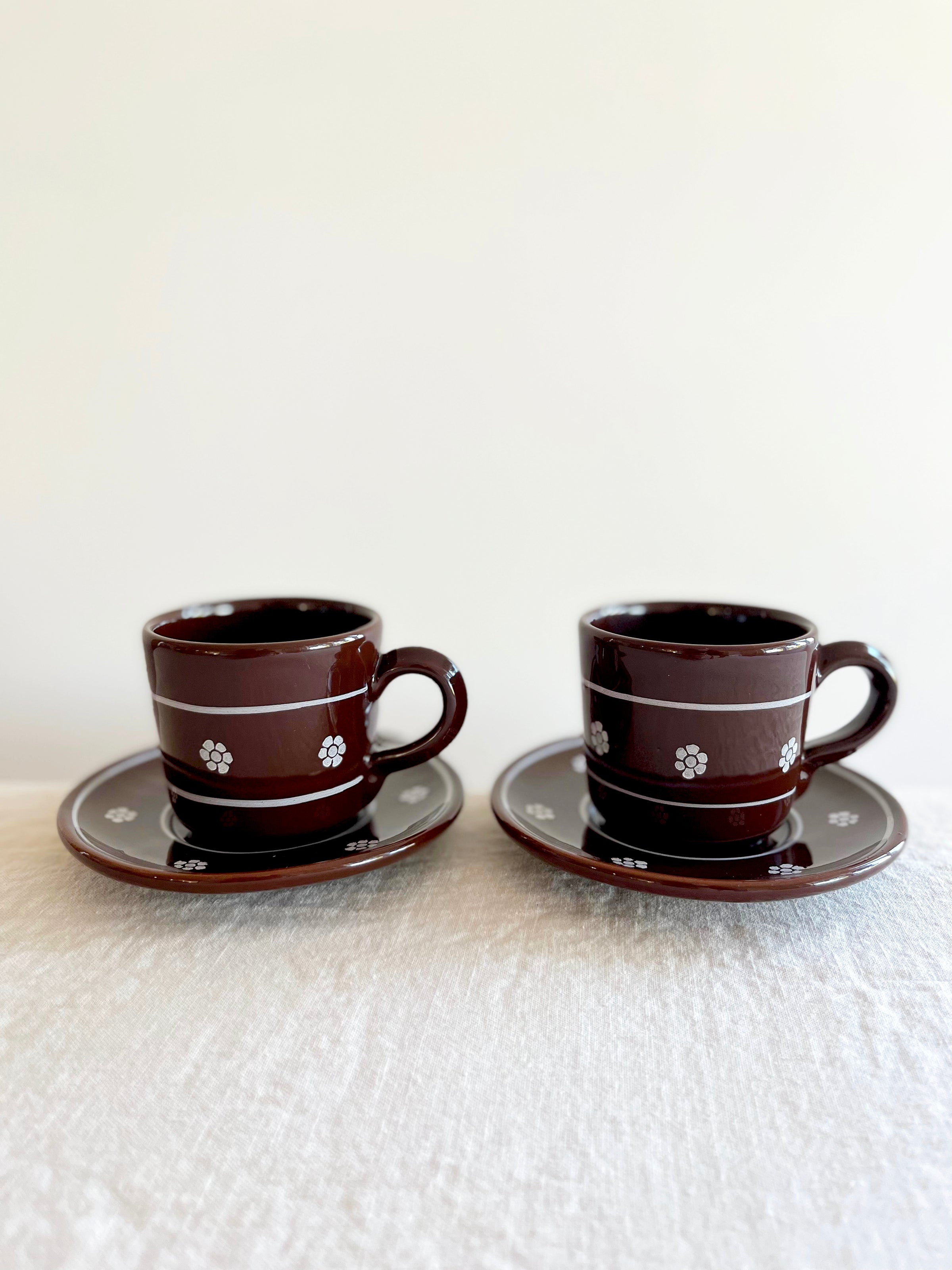 Rigo e Stella Espresso Cup & Saucer - Coco- S/2