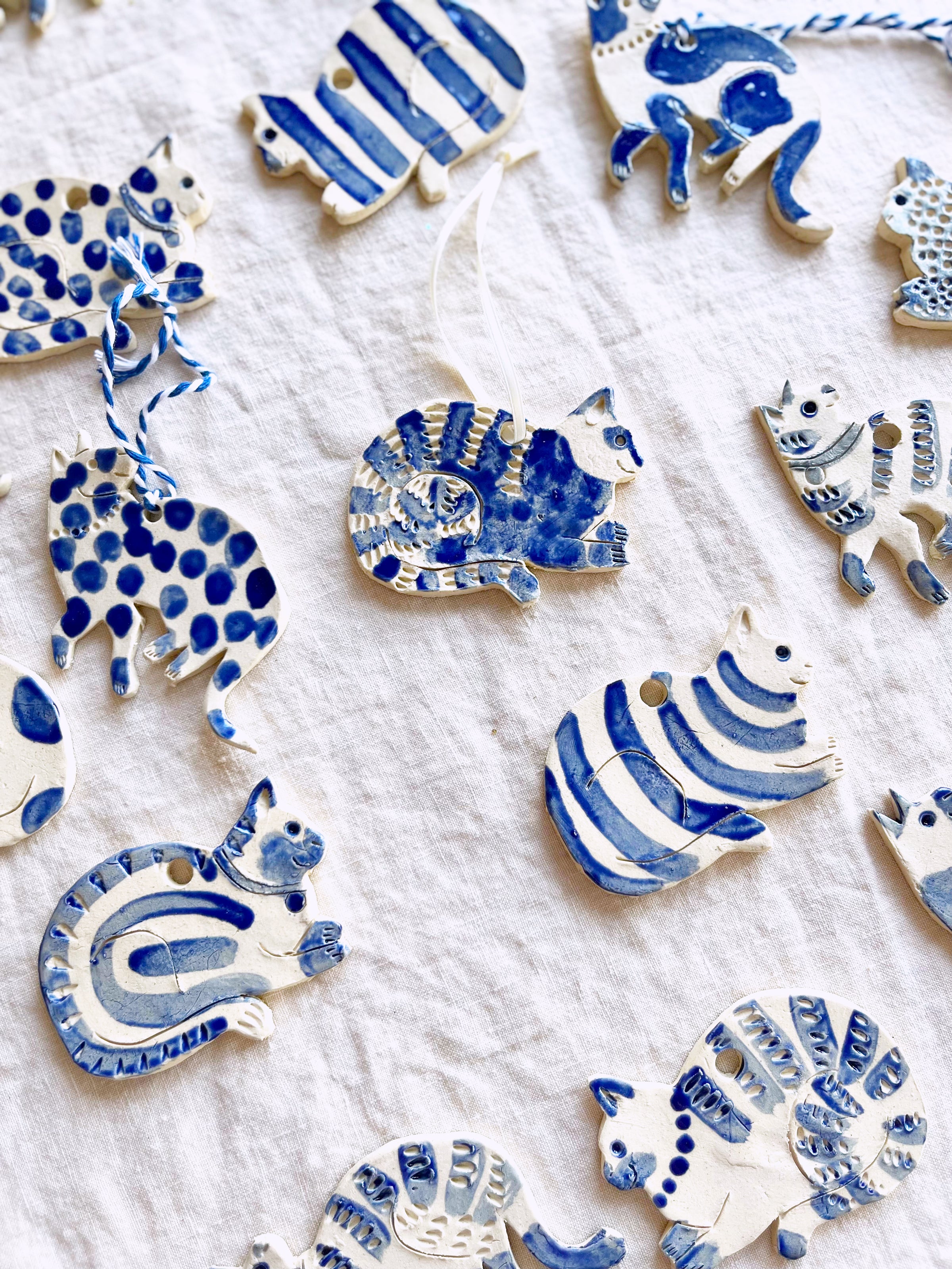 Ceramic Kitty Cat Fable Ornament