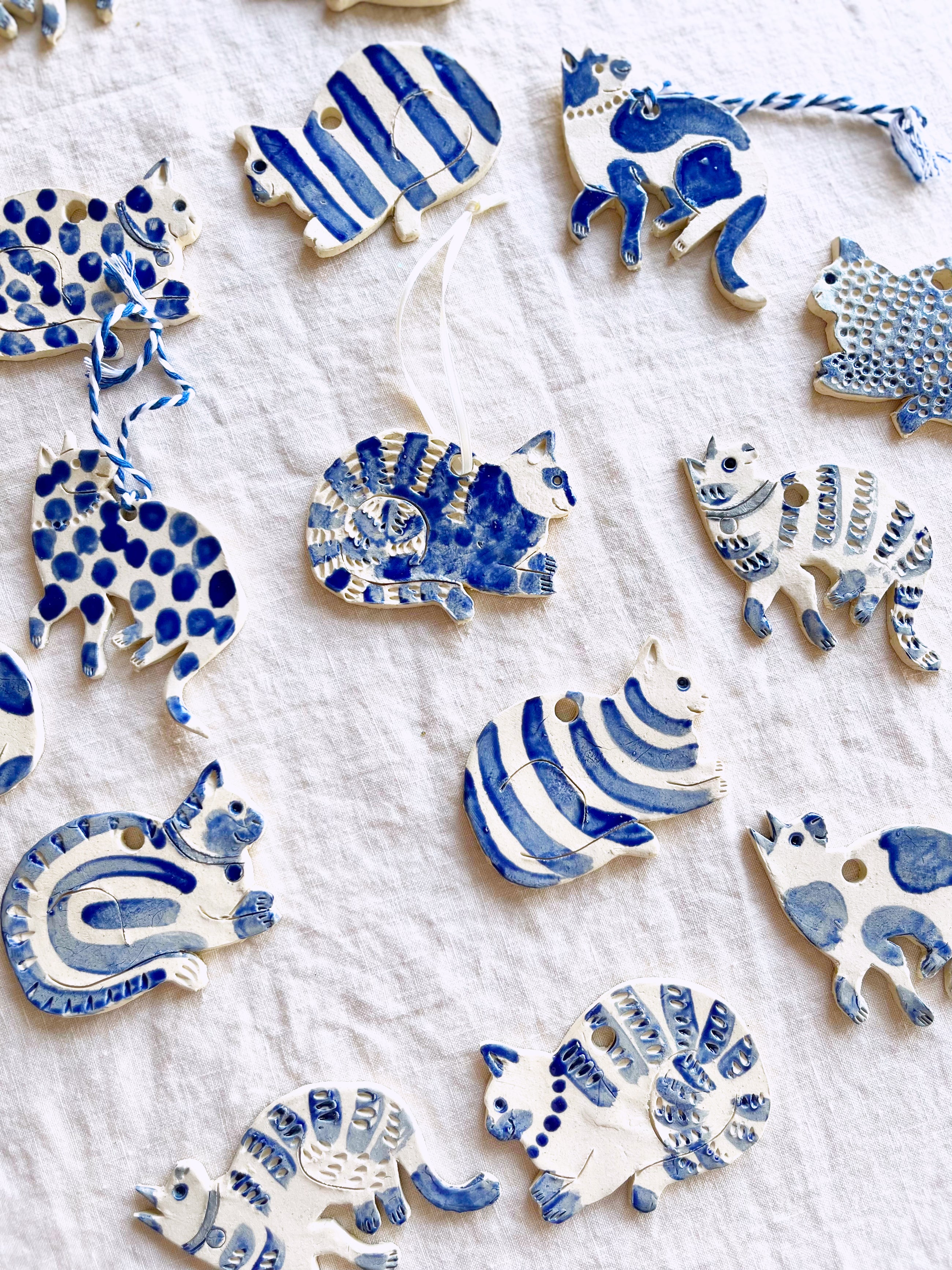 Ceramic Kitty Cat Fable Ornament