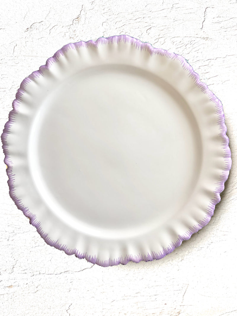 Ruffle Charger Ceramic Purple Edge Plate